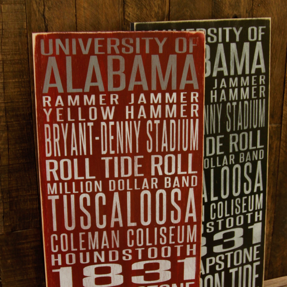 University of Alabama Crimson Tide Distressed Wood Sign – Boone Branch